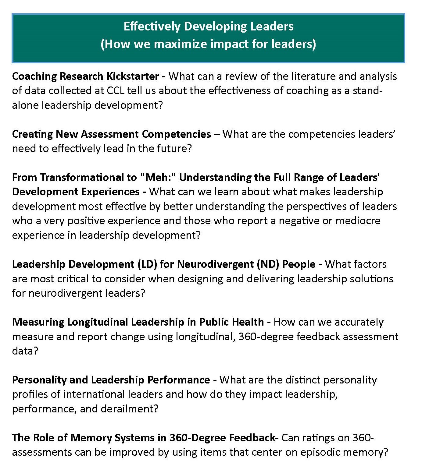 Current Research - Center for Creative Leadership - Innovation